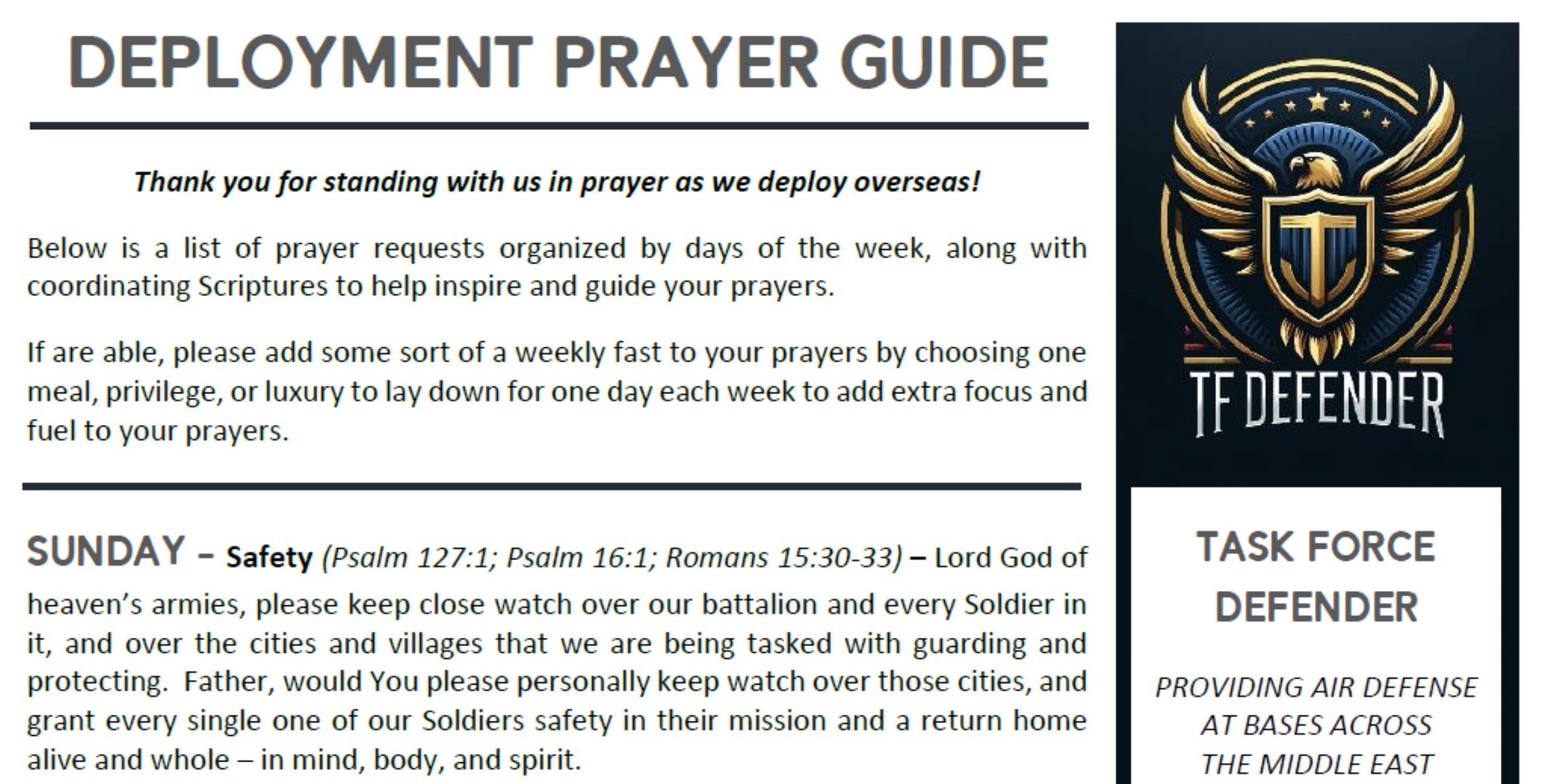 Deployment Prayer Guide – Like Trees Planted